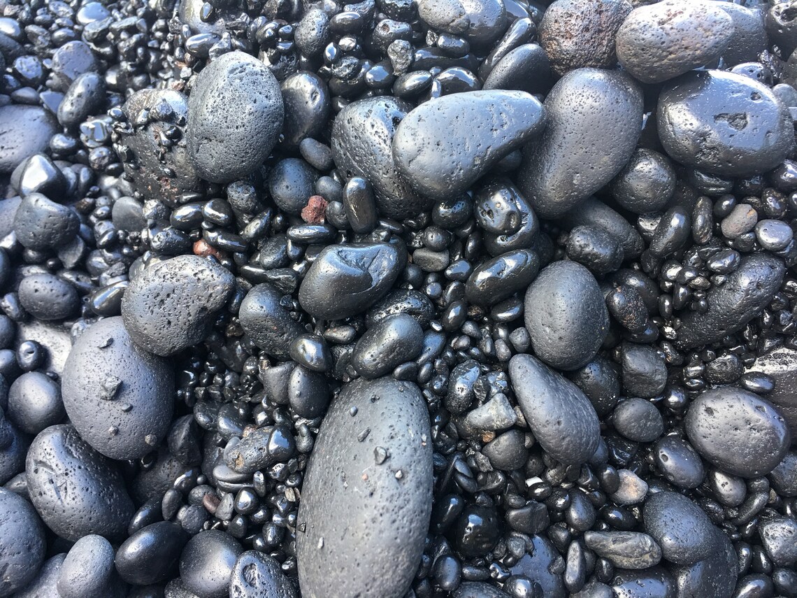 Black Sand Beach Black Pebbles Beach Photography Macro - Etsy