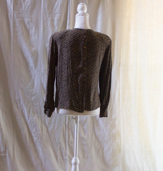 Vintage 1990s Tan and Black Diagonal Striped Button B… - Gem