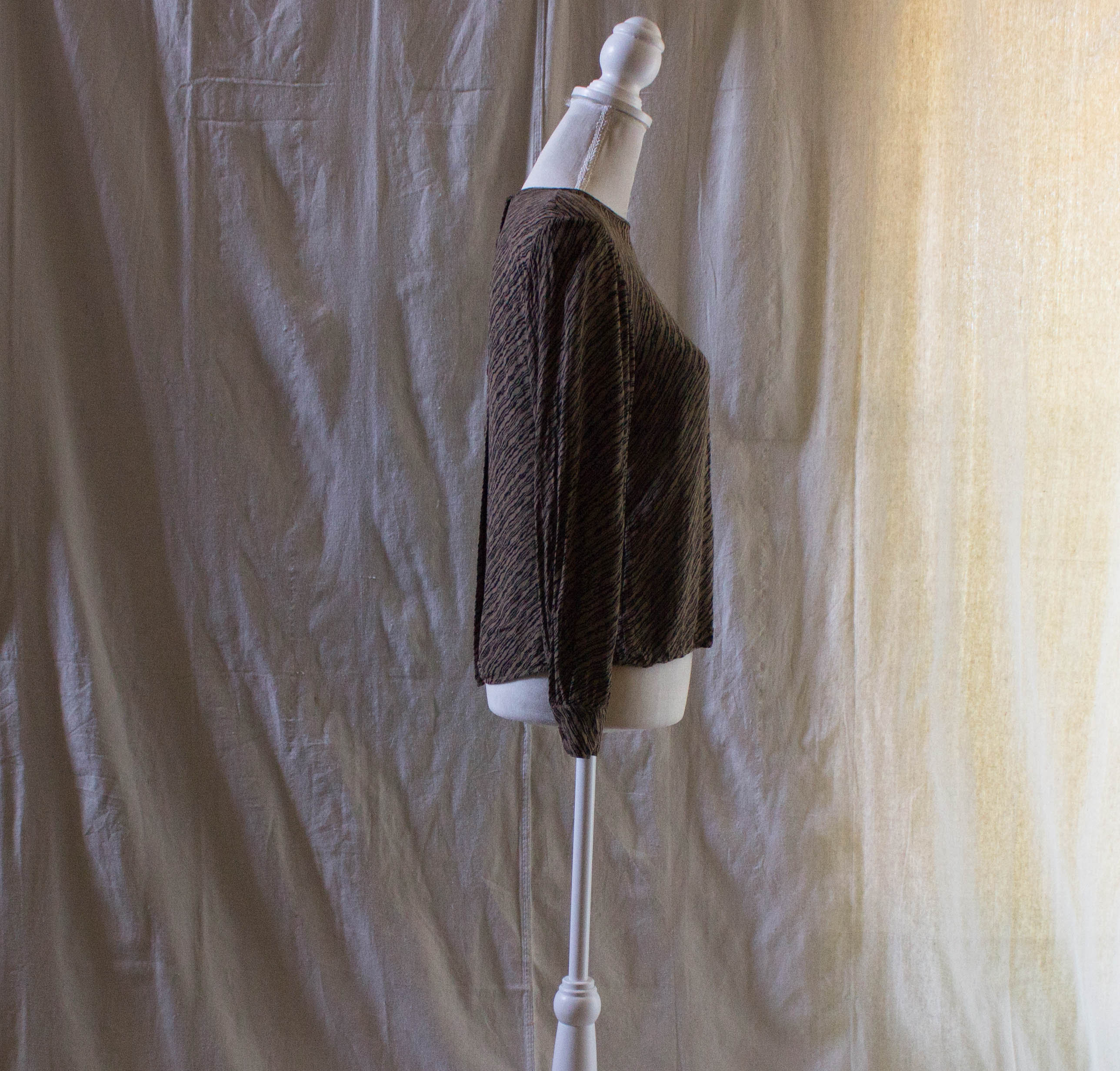 Vintage 1990s Tan and Black Diagonal Striped Button Back Blouse - Etsy