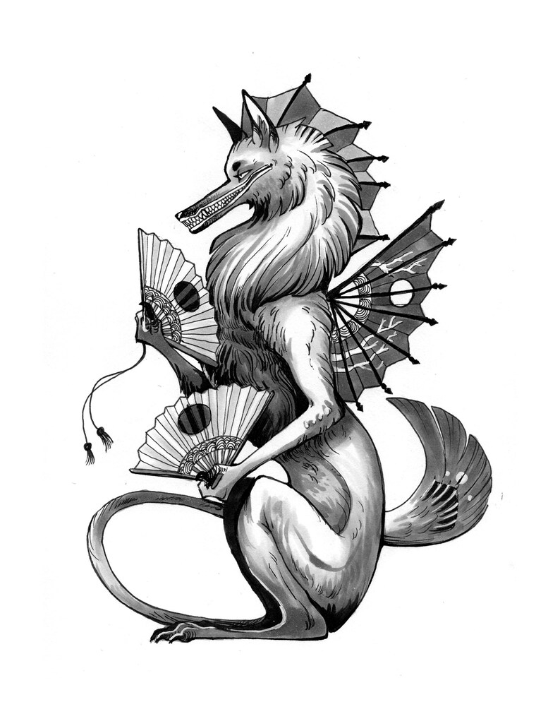 Fan-tailed Coyote 8.5x11 Inch Fantasy Art Print - Etsy