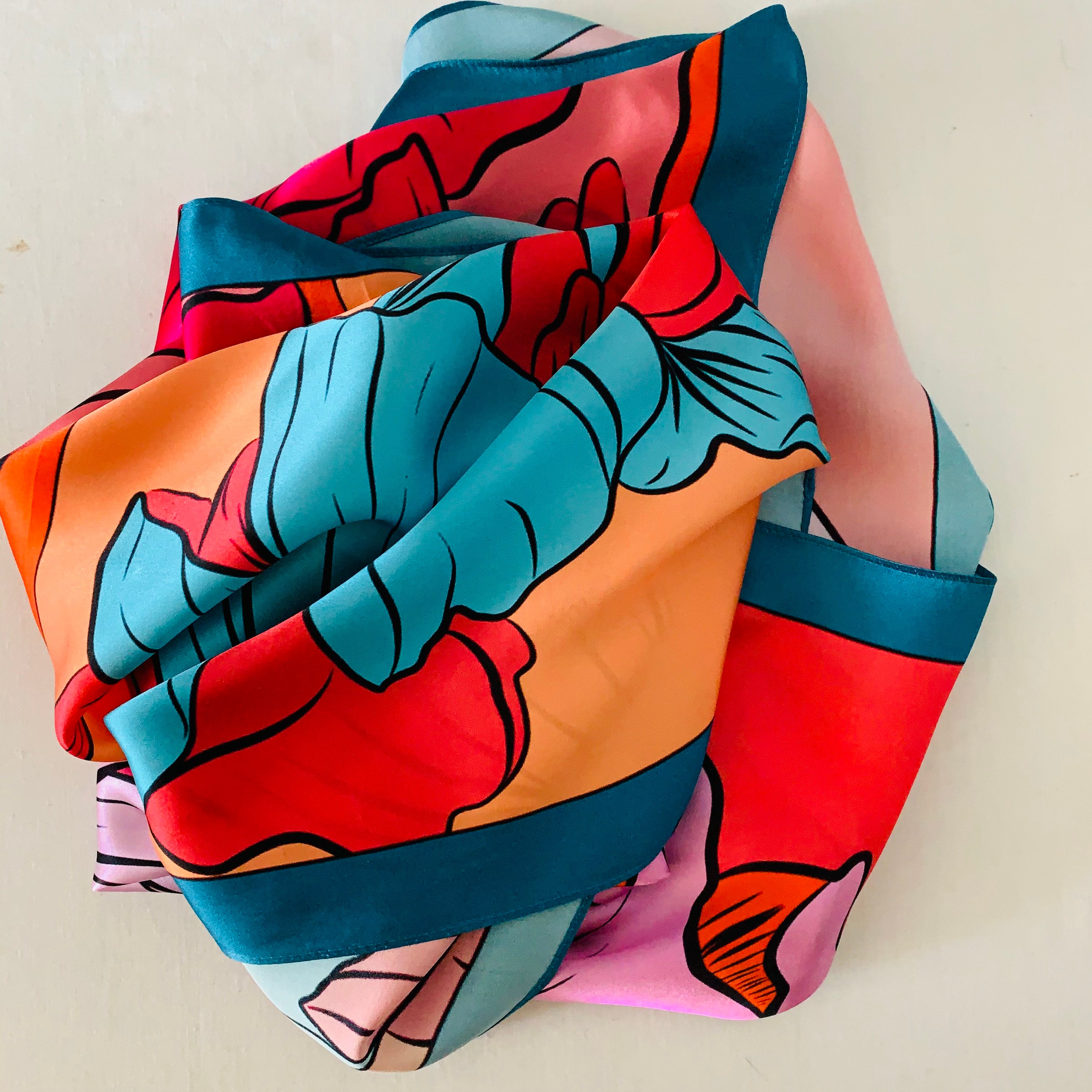 Printed Silk Flower Pink Scarf/ Womens Scarf/ Summer Holiday | Etsy