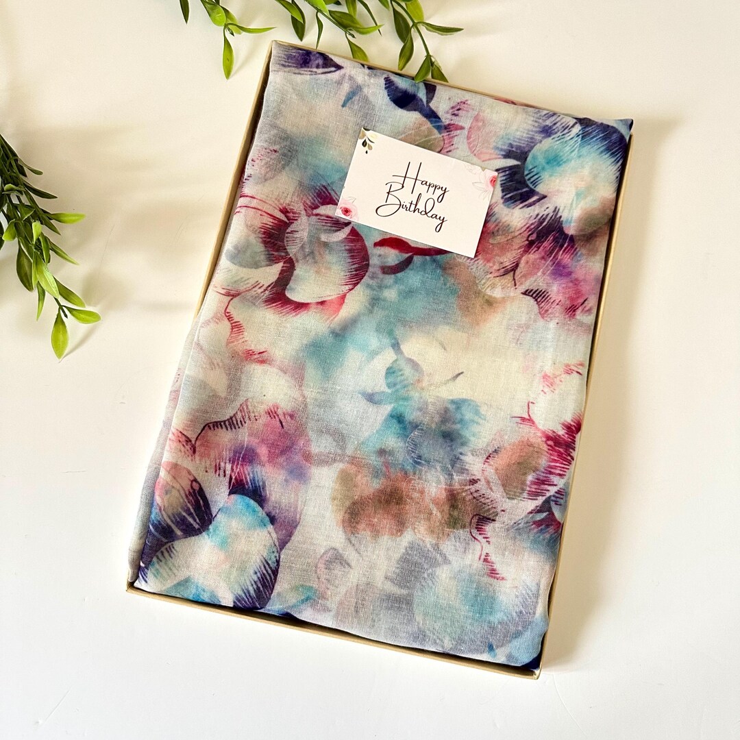 Watercolour Flower Scarf/ Cotton Hijab Headscarf / Gifts for Her/ Women ...