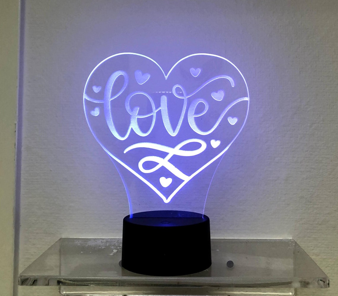 Heart Love led light Valentines Day Gift Room Decoration | Etsy