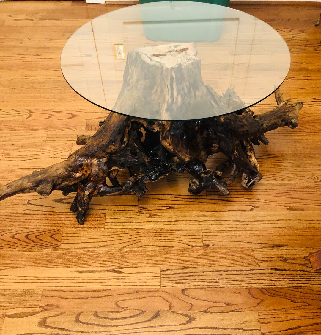 Driftwood Tree Root Glass Table - Etsy