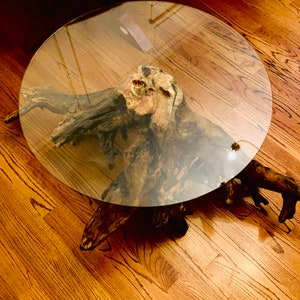 Driftwood Tree Root Glass Table - Etsy