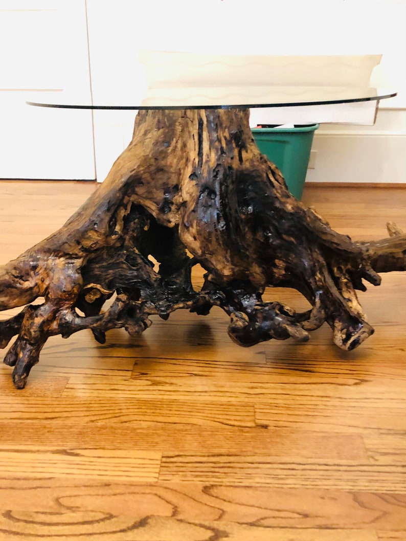 Driftwood Tree Root Glass Table - Etsy