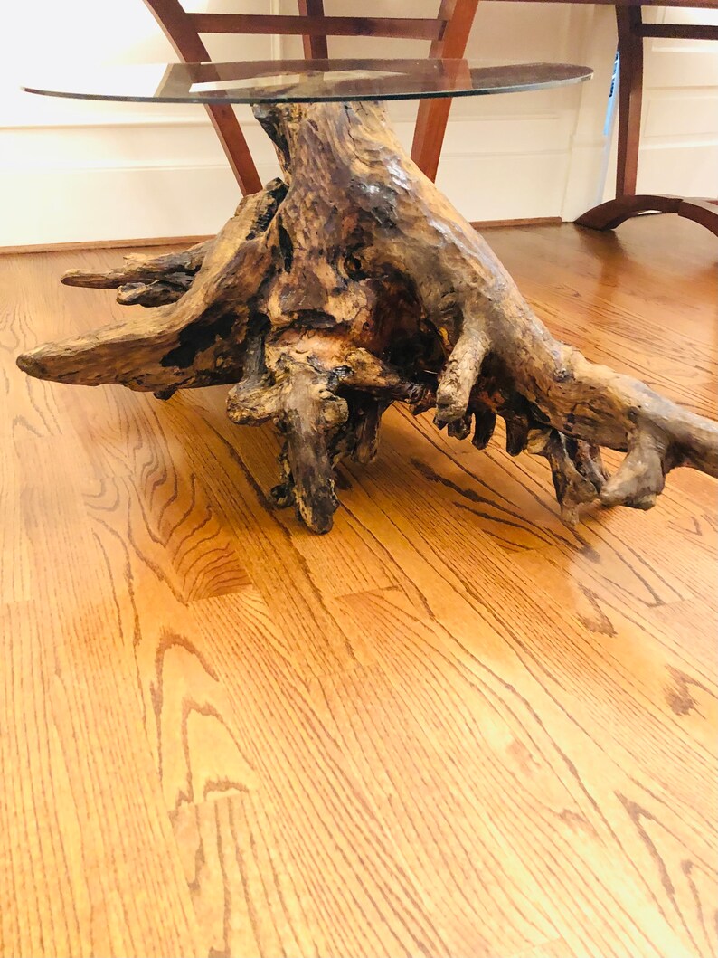 Driftwood Tree Root Glass Table - Etsy