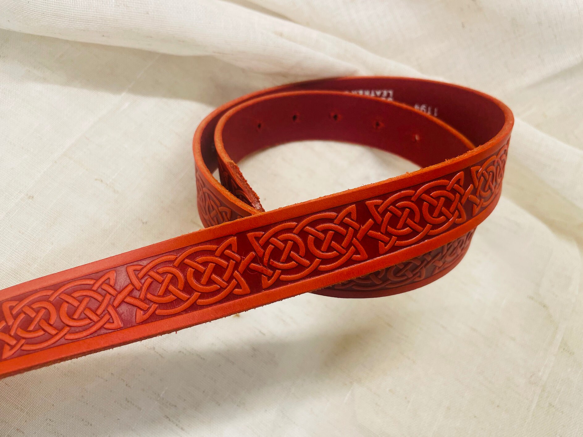 Lee River Genuine Leather Belt / Hand Made / Bright Red / Orange ...