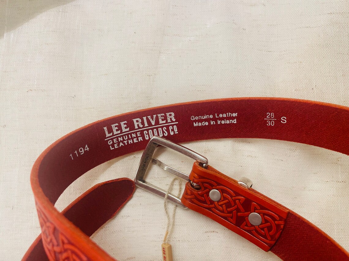 Lee River Genuine Leather Belt / Hand Made / Bright Red / Orange ...