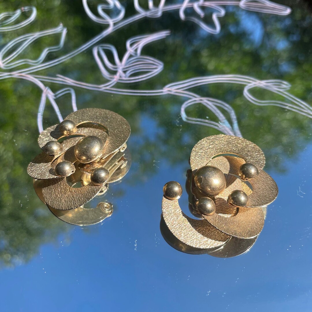 Vintage Golden Metal Ear Clips - Etsy