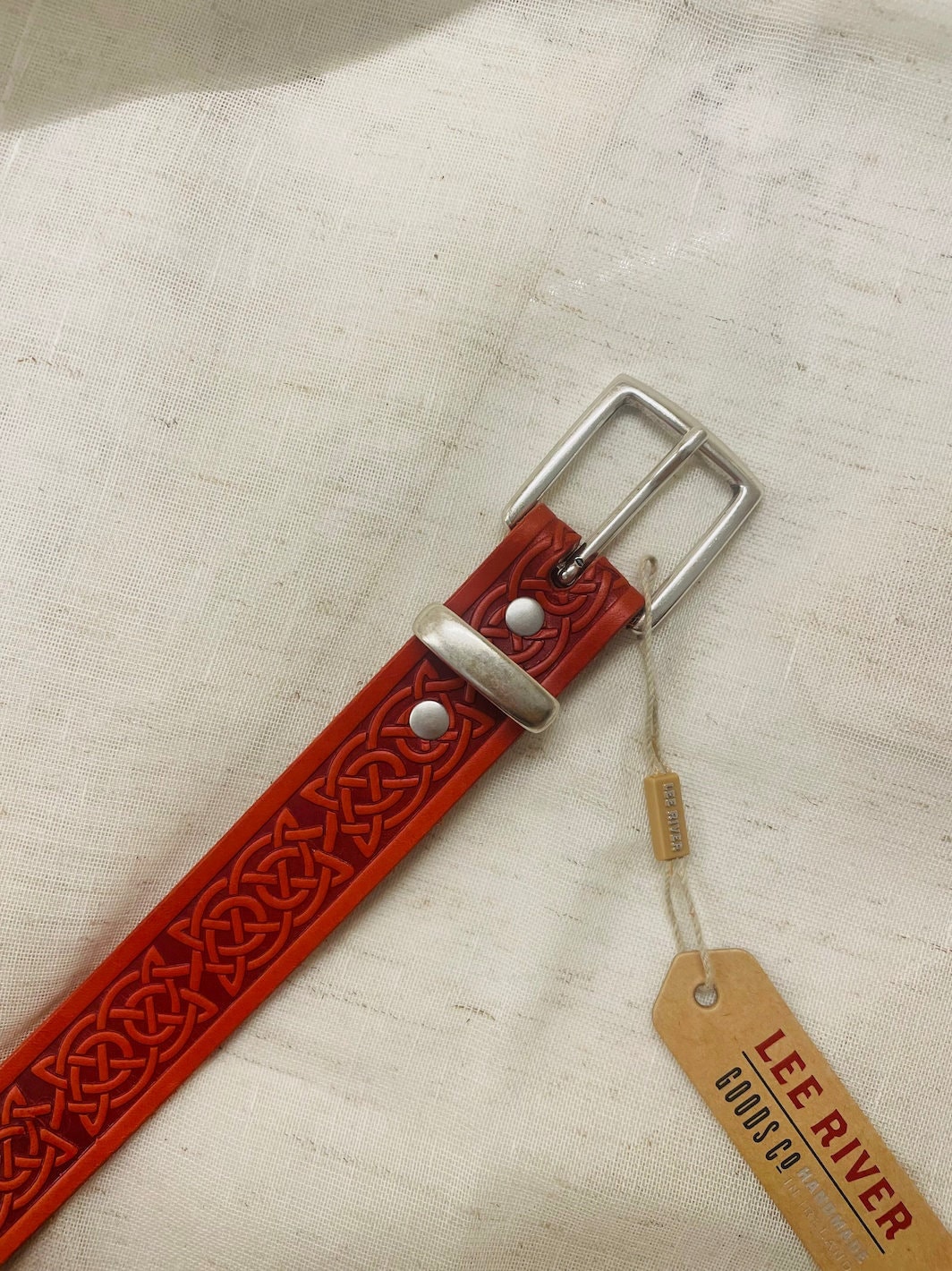 Lee River Genuine Leather Belt / Hand Made / Bright Red / Orange ...