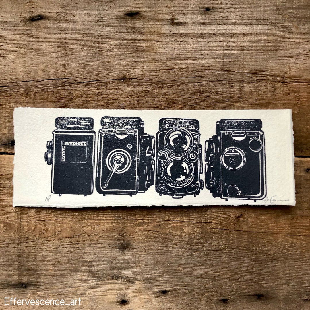 Antique Rolleiflex Camera Linoleum Print on Handmade Paper - Etsy