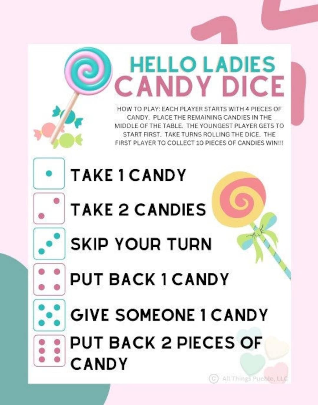 Ladies Ice Breaker Candy Dice Game - Bible Study Games, Ladies Game ...