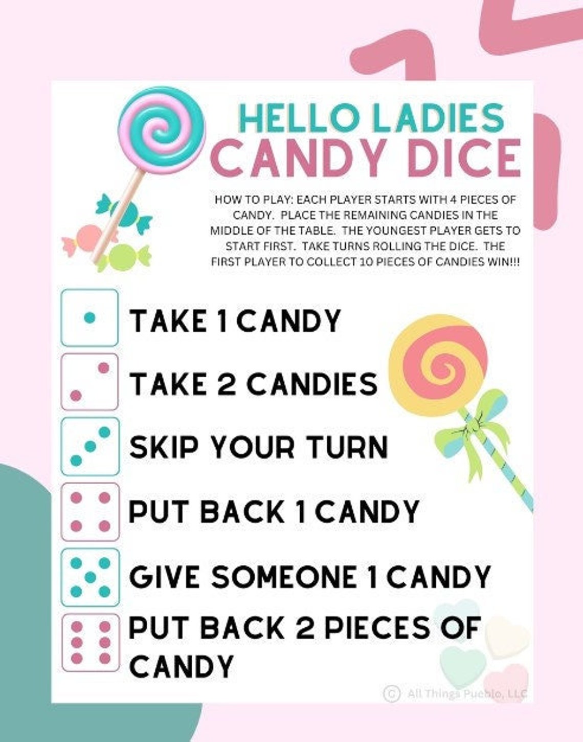 Ladies Ice Breaker Candy Dice Game - Bible Study Games, Ladies Game ...