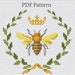 Queen Bee Cross Stitch Pattern PDF, Bee Wreath Embroidery Pattern - Etsy