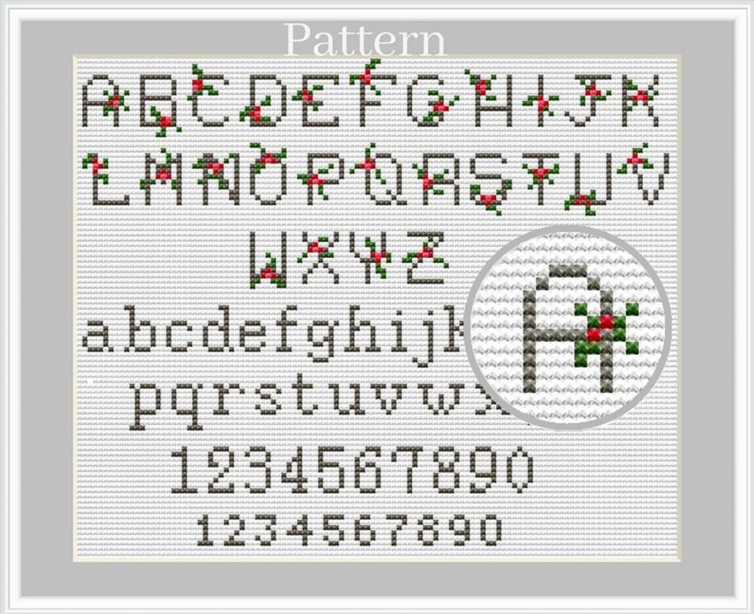 Christmas Alphabet Cross Stitch Pattern, Cross Stitch Font, Cross ...