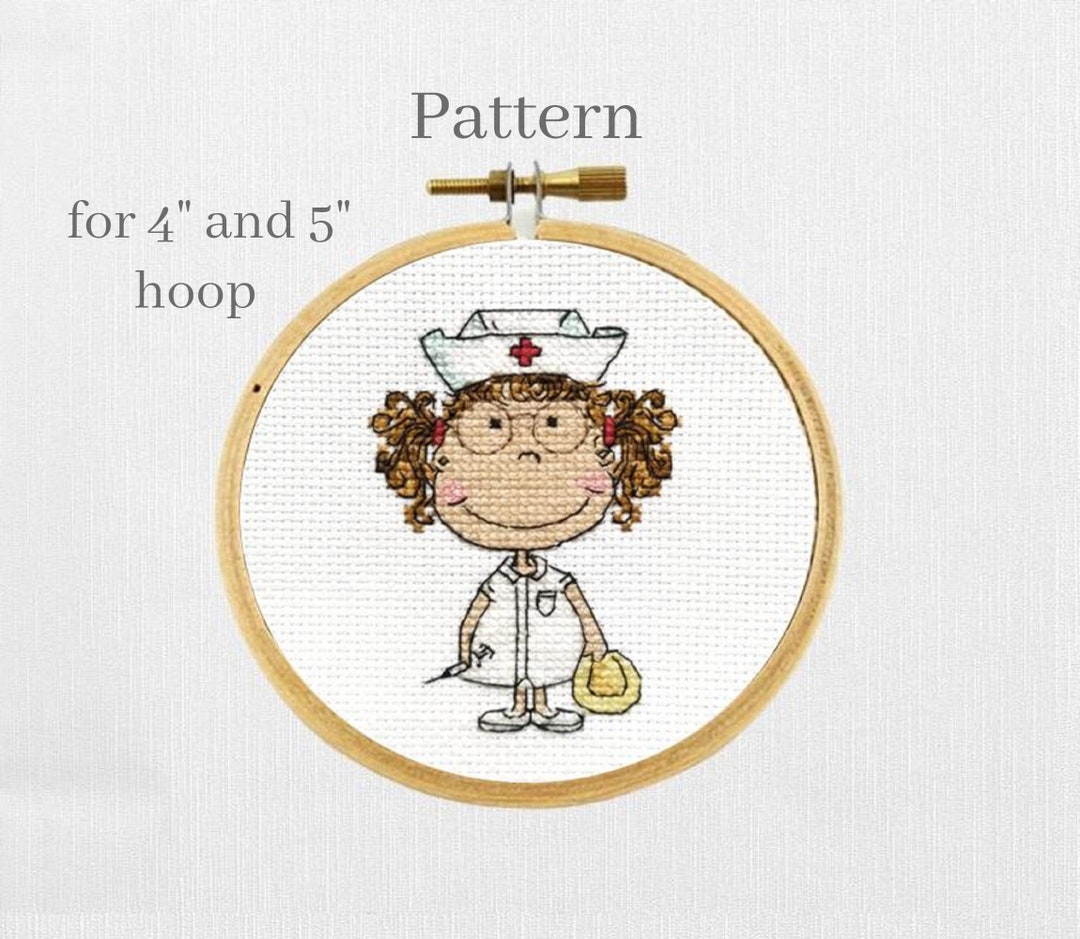 Nurse Cross Stitch Pattern, Nurse Hand Embroidery Pattern, Medical ...