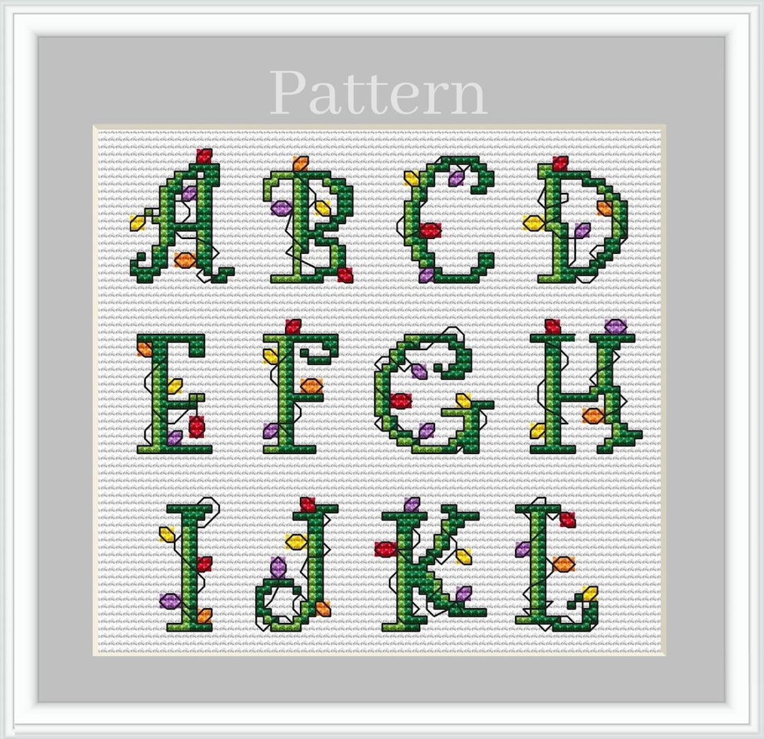 Christmas Alphabet Cross Stitch Pattern With Christmas Lights for ...