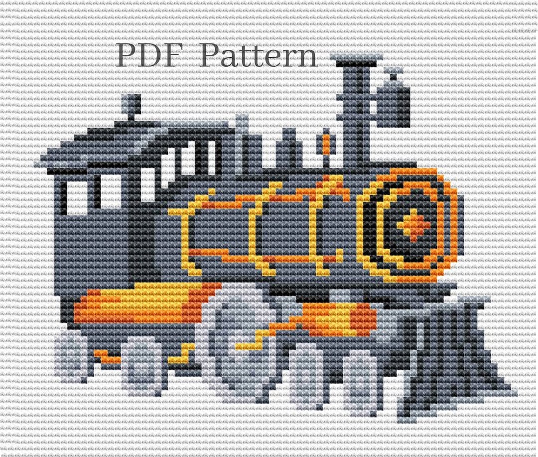 Train Cross Stitch Pattern, Vehicle Cross Stitch for Boys, Railroad ...