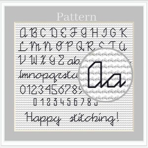 Cross Stitch Backstitch Alphabet, Cross Stitch Font, Cursive Alphabet ...