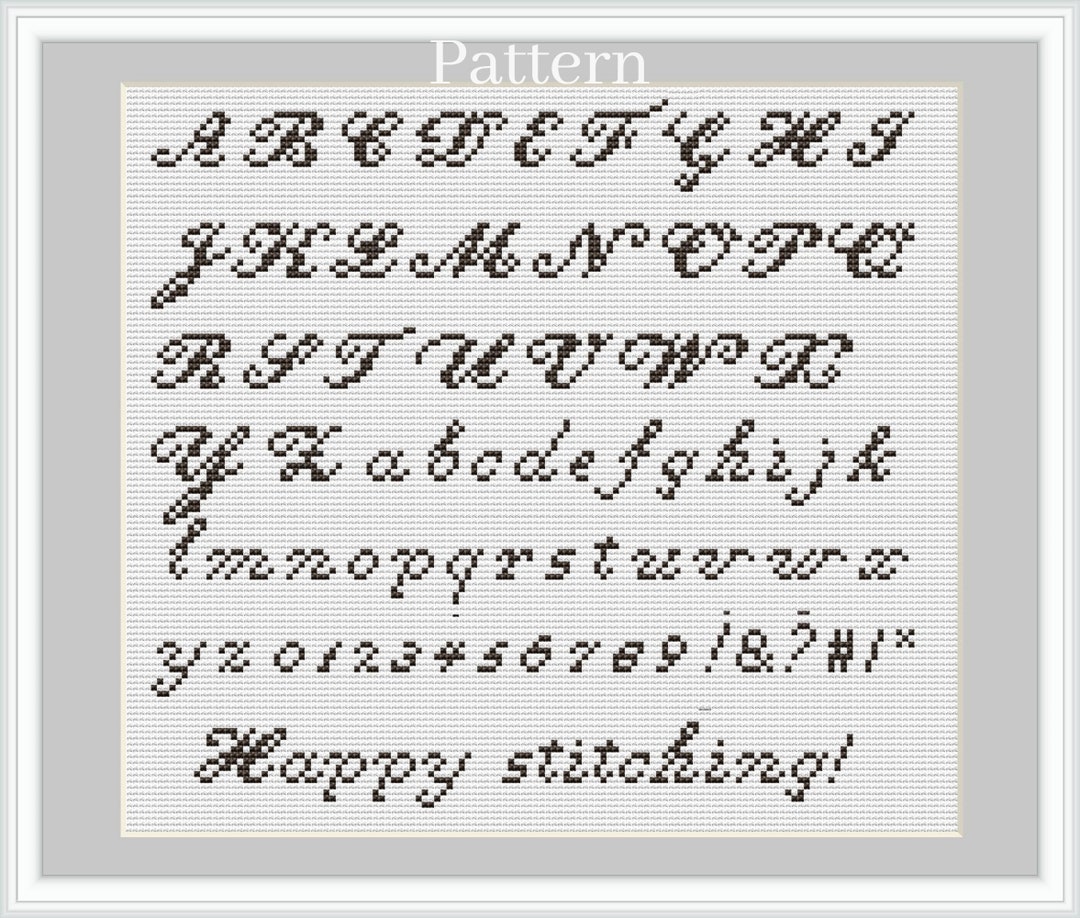 Cursive Font Cross Stitch Pattern, Cross Stitch Letters, Cross Stitch ...