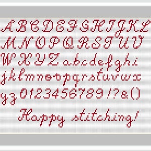 Cursive Alphabet Cross Stitch Pattern, Cross Stitch Font, Cross Stitch ...