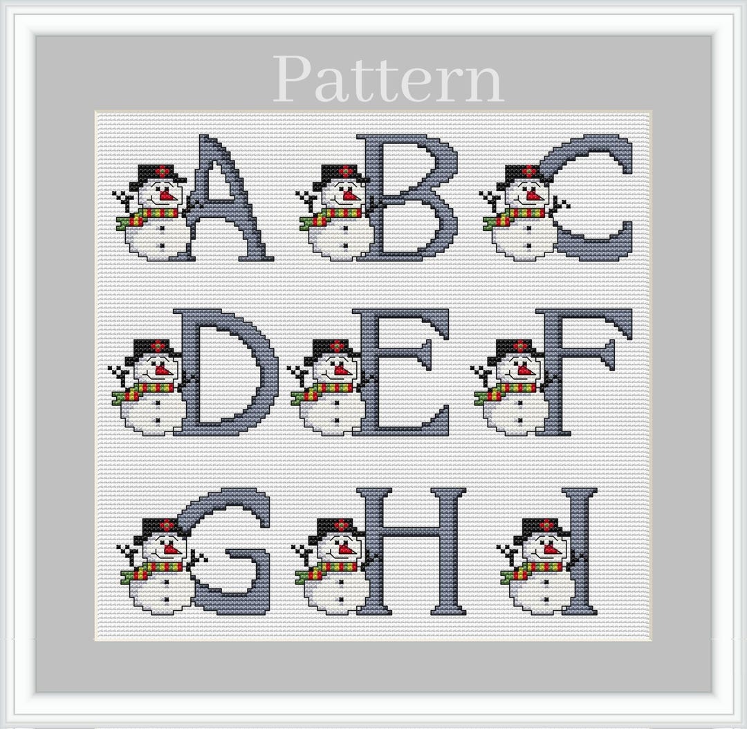 Snowman Alphabet Cross Stitch Pattern, Christmas Monogram Letters ...