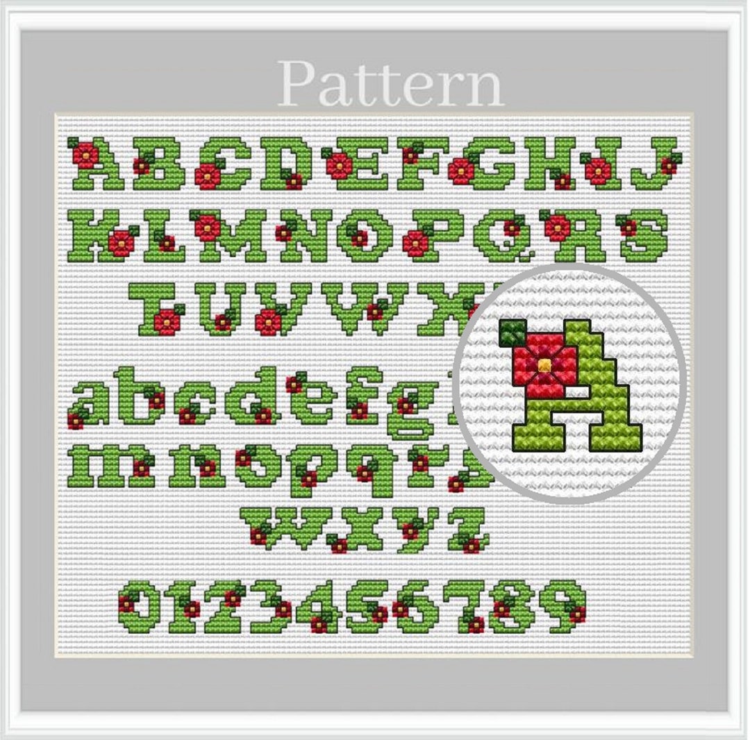 Floral Alphabet Cross Stitch Pattern, Cross Stitch Letters, Cross ...