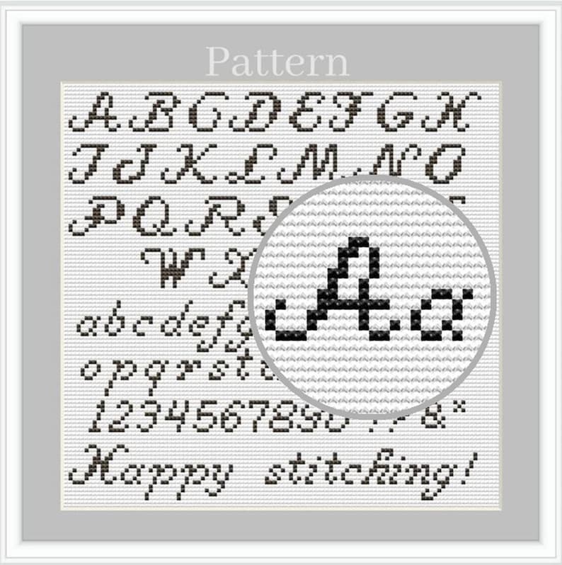 Cursive Alphabet Cross Stitch Pattern, Cross Stitch Font, Cross Stitch ...