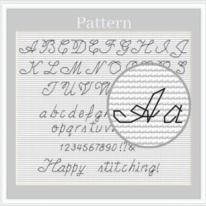 Backstitch Alphabet, Cross Stitch Fonts, Cursive Alphabet, Cross Stitch ...