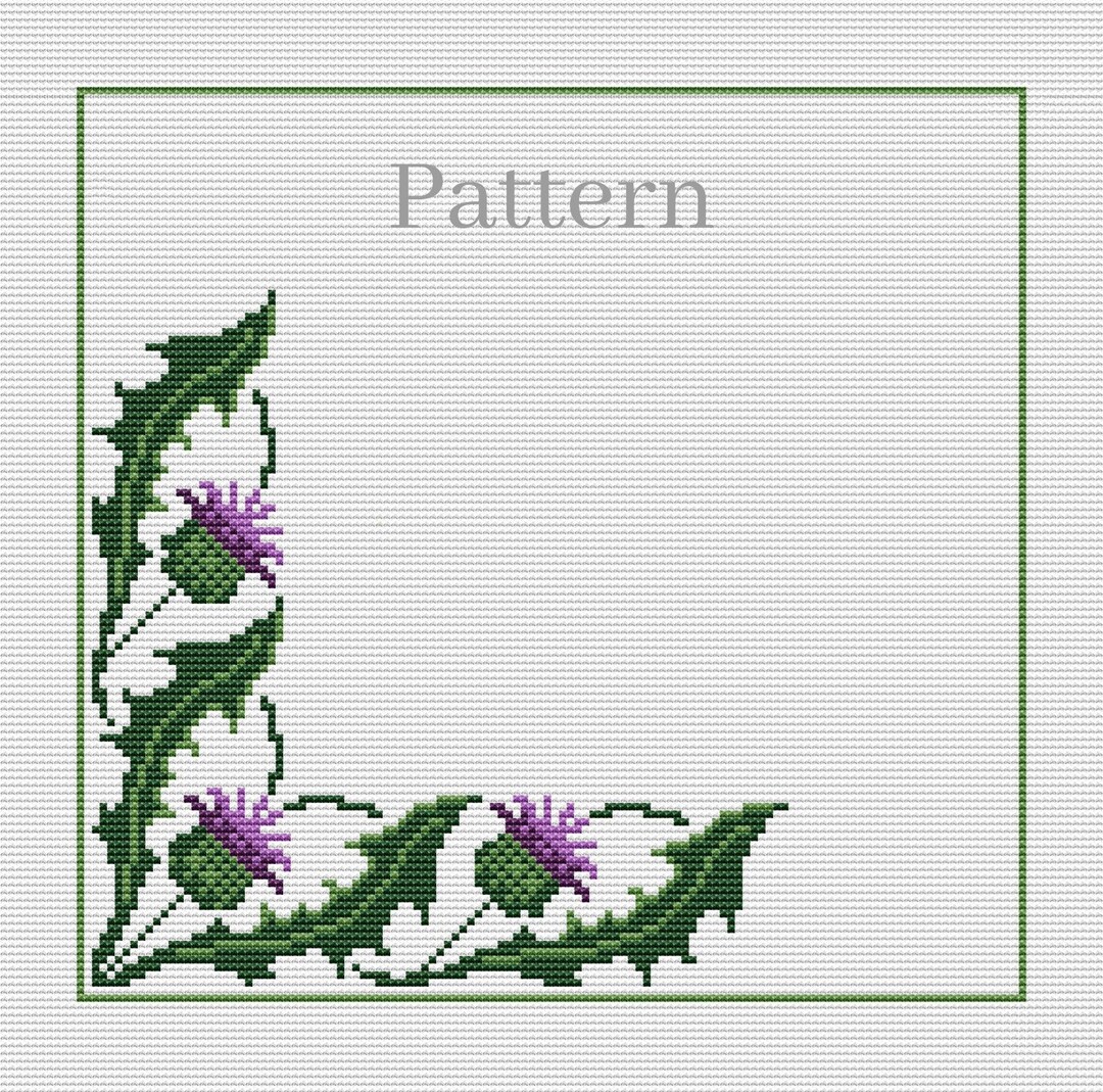 Thistle Frame Cross Stitch Pattern, Floral Border, Thistle Corners - Etsy UK