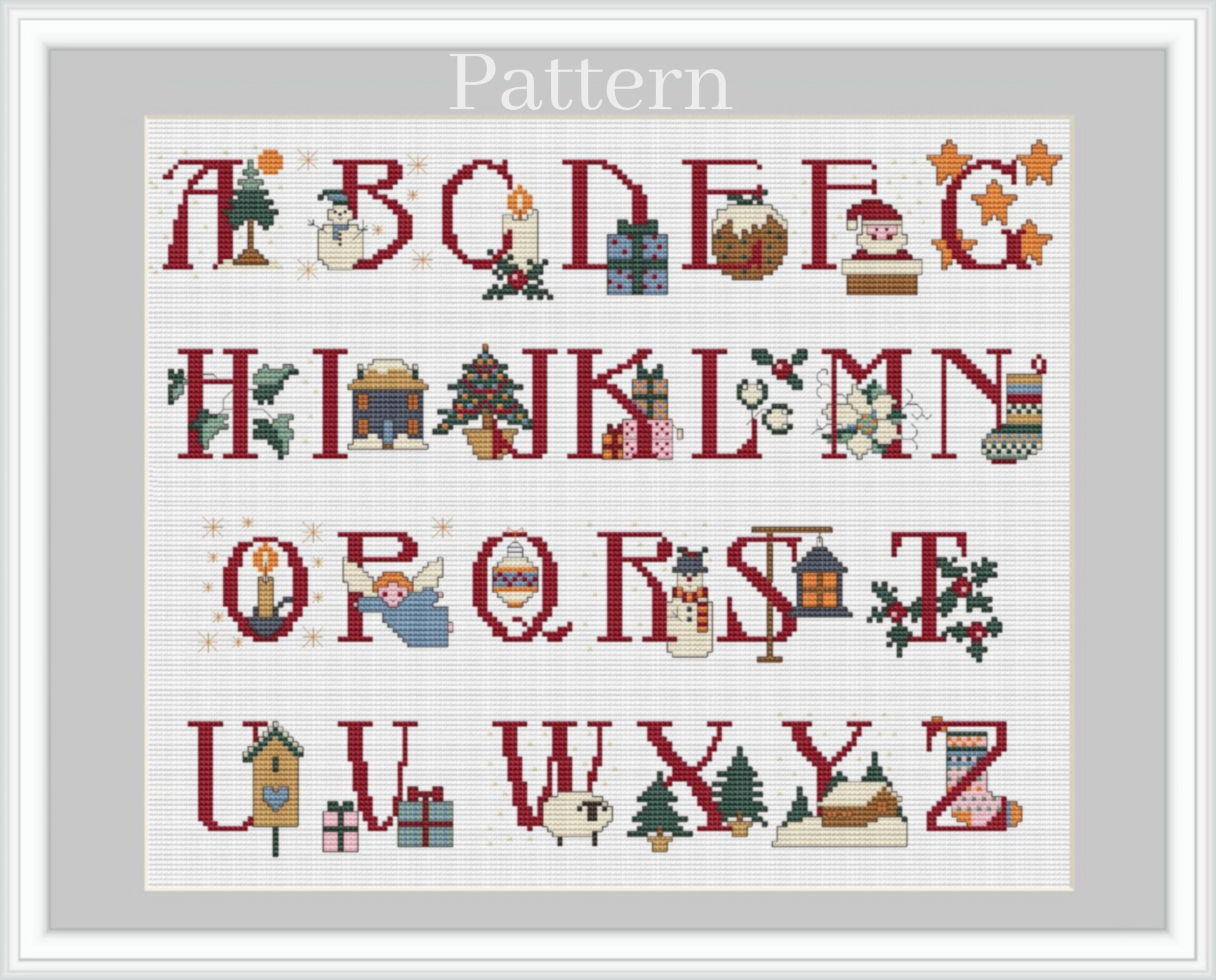 Christmas Alphabet Cross Stitch Pattern Cross Stitch Letters - Etsy