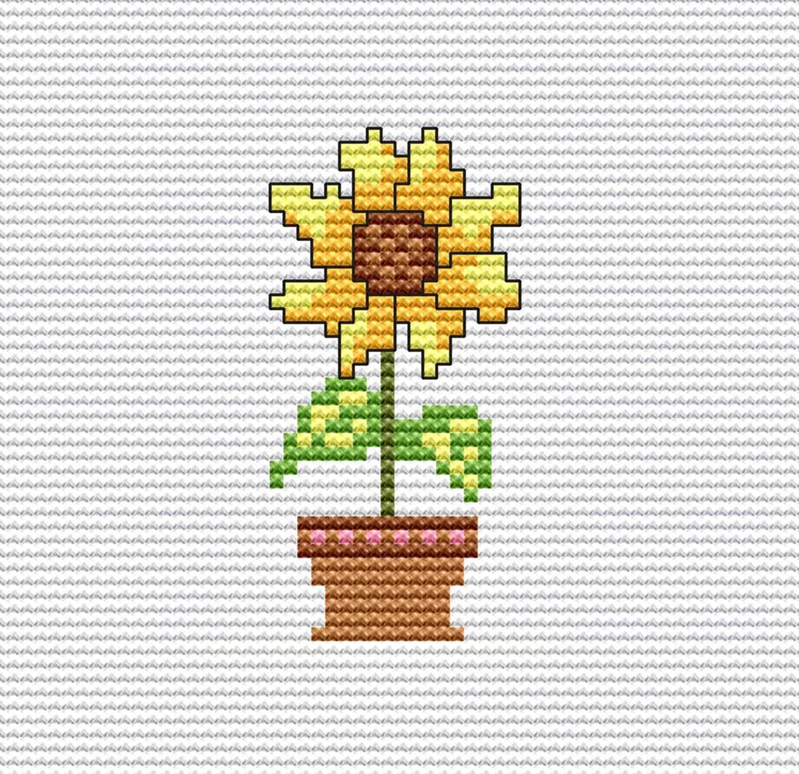Small Plants Cross Stitch Pattern, Tiny Houseplants Set for 2 or 3 Inch ...