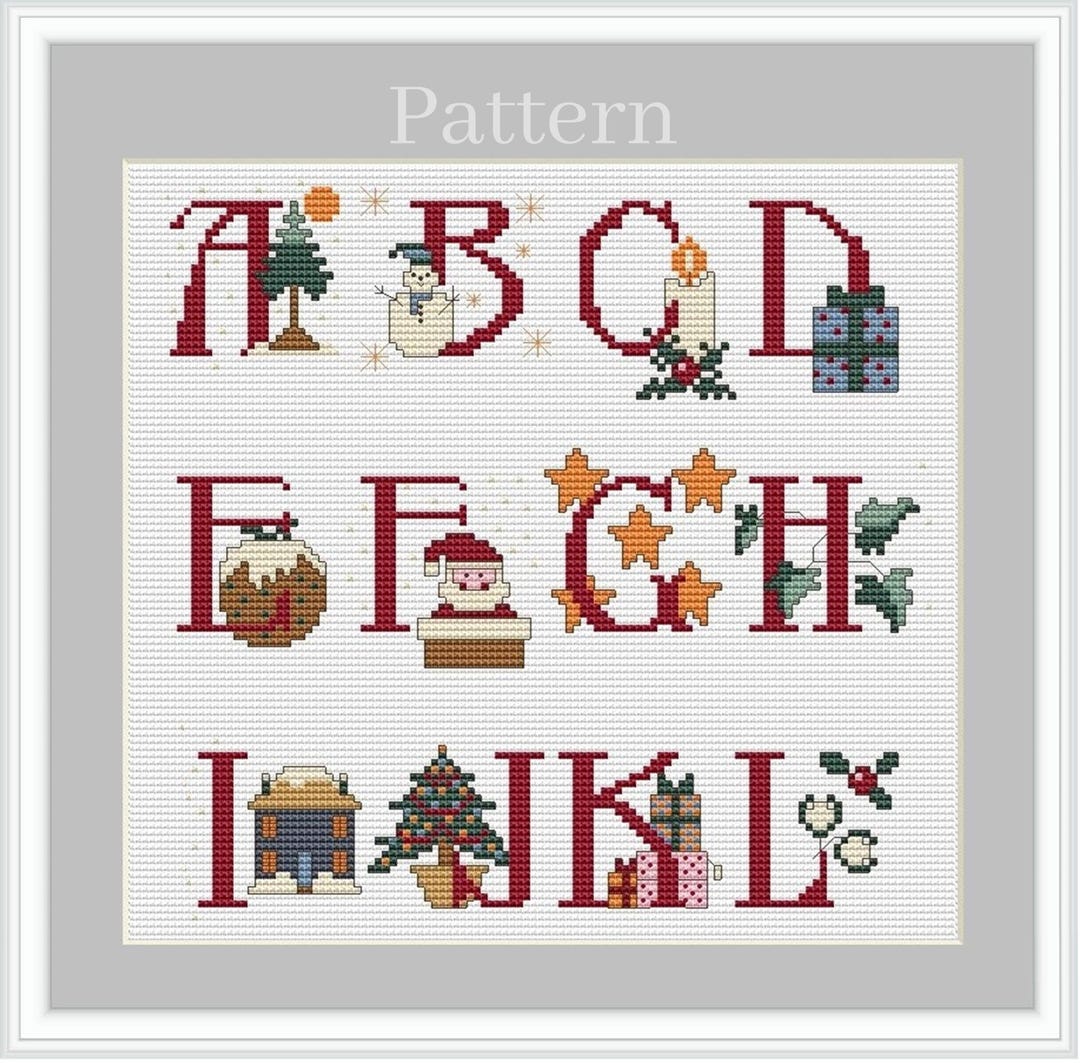 Christmas Alphabet Cross Stitch Pattern, Cross Stitch Letters, Cross ...