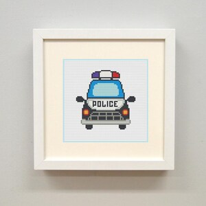 Police Car Cross Stitch Pattern, Small Vehicle Hand Embroidery Pattern ...