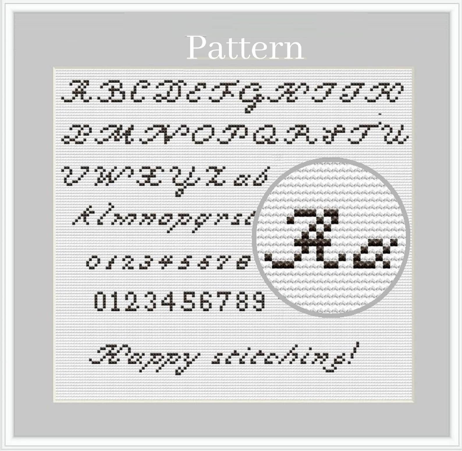 Cursive Font Cross Stitch Pattern, Handwritten Font, Cross Stitch ...