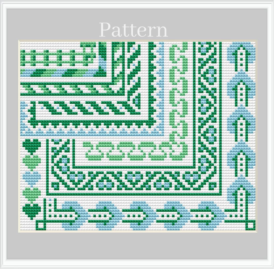 Border Cross Stitch Pattern, Cross Stitch Frames, Floral Borders Hand ...