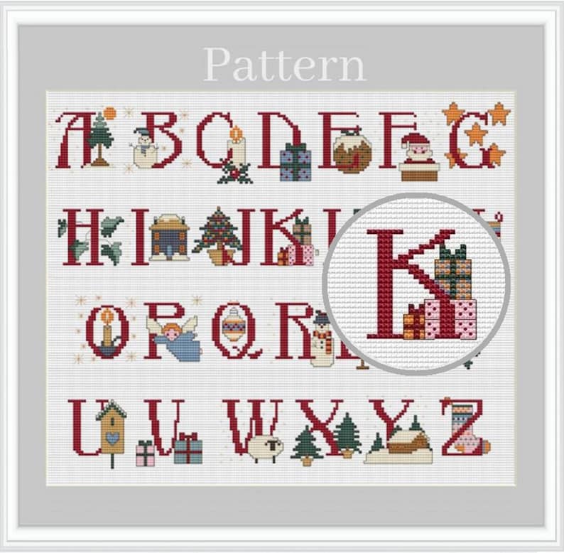 Christmas Alphabet Cross Stitch Pattern for Initial Ornament With ...