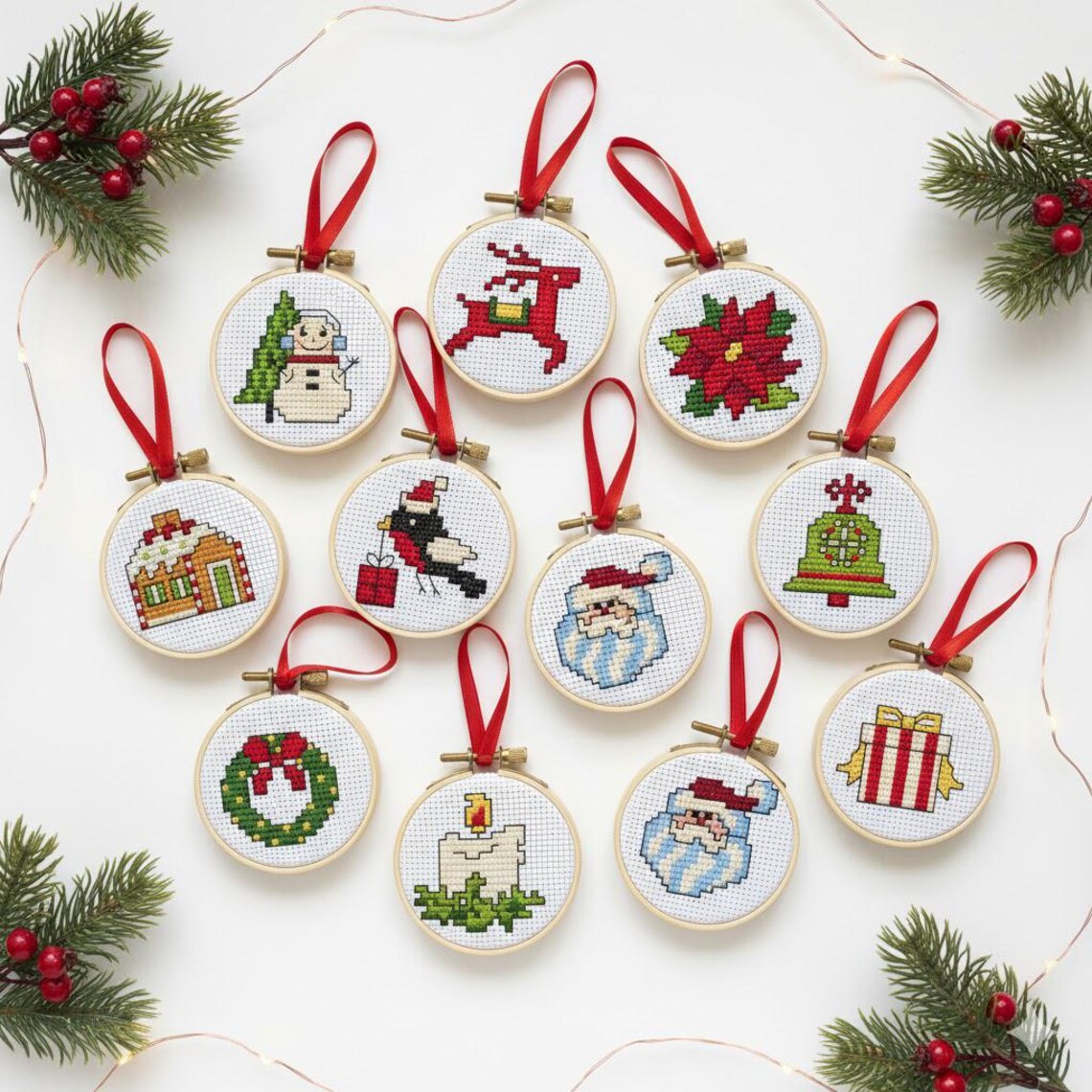 Small Christmas Cross Stitch Pattern, Set of 24 for 2 Inch Ornament - Etsy