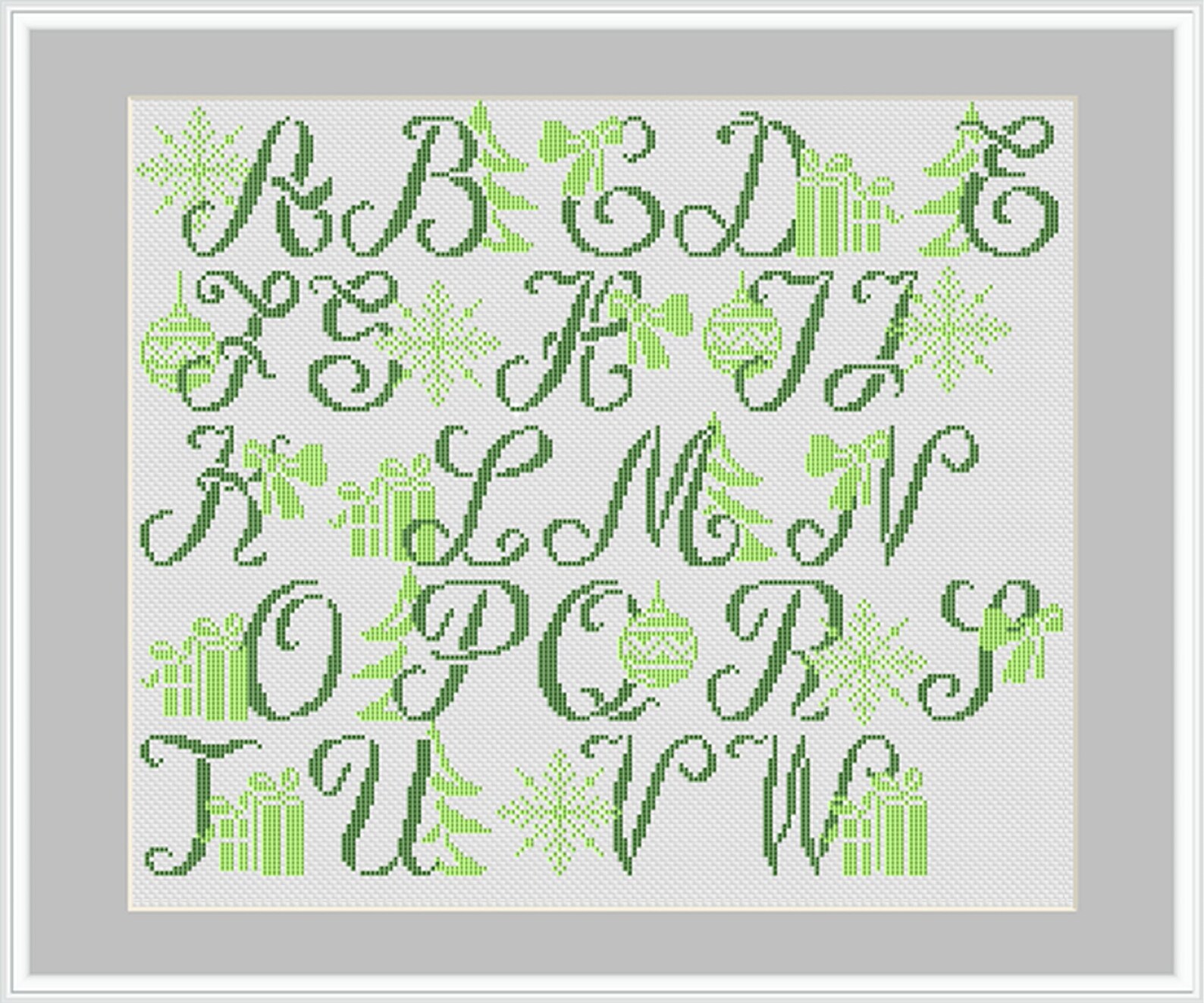 Christmas Alphabet Cross Stitch Pattern With Cursive Letters and ...