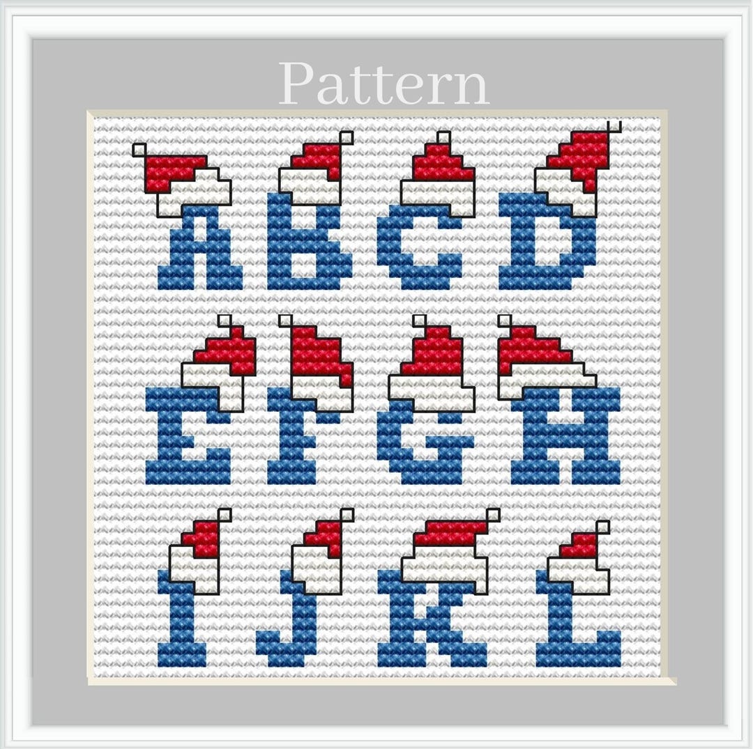 Christmas Alphabet Cross Stitch Pattern With Letters and Numbers - Etsy