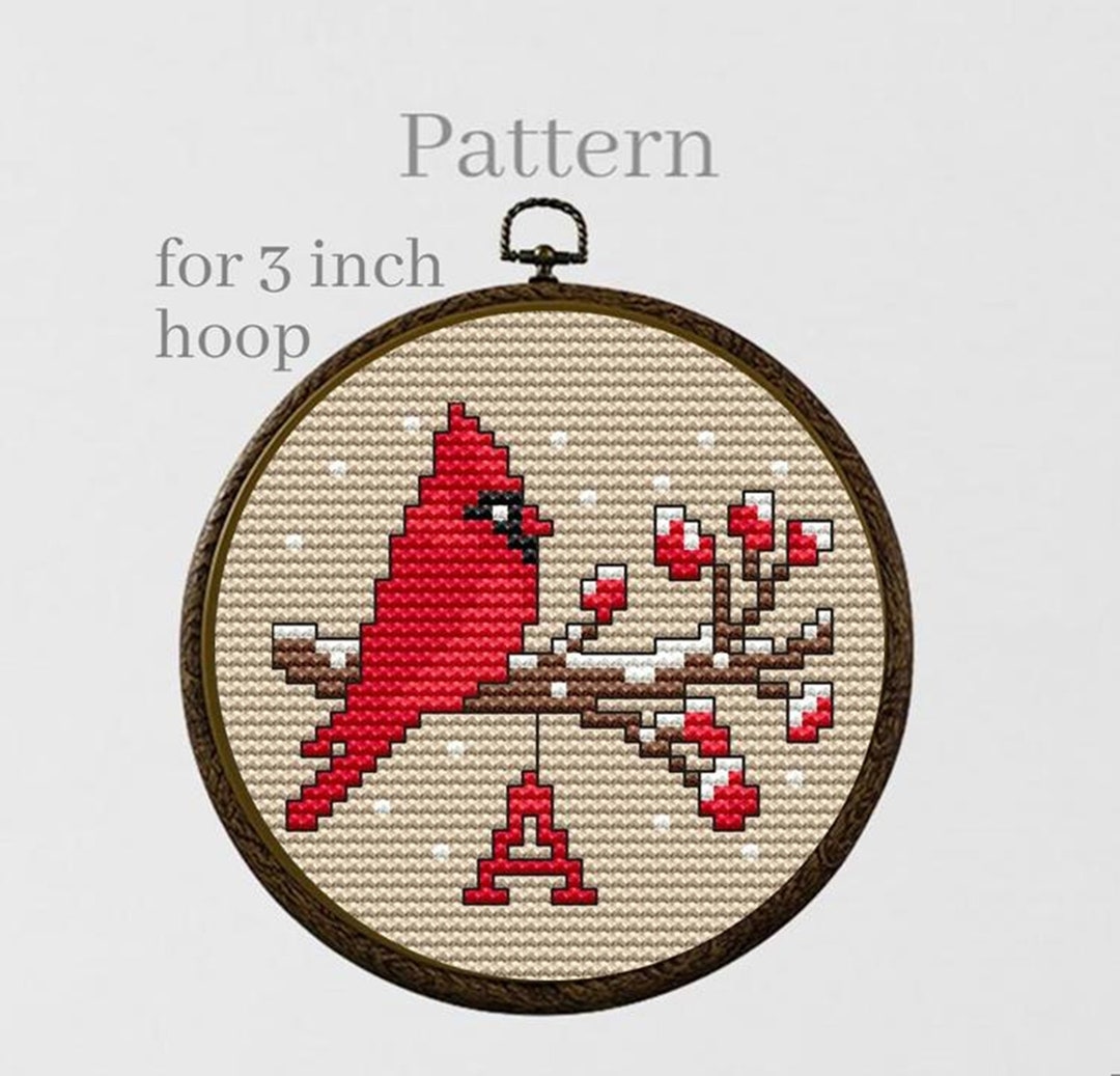 Cardinal Ornament Personalized Cross Stitch Pattern With ABC Chart ...