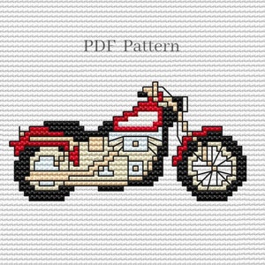 Motorcycle Cross Stitch Pattern, Bicycle Cross Stitch, Small Vehicle ...
