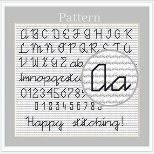 Cross Stitch Backstitch Alphabet, Cross Stitch Font, Cursive Alphabet ...