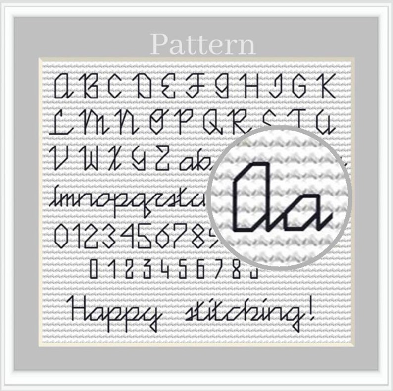 Backstitch Alphabet Pattern With Counted Cross Stitch Cursive Letters ...