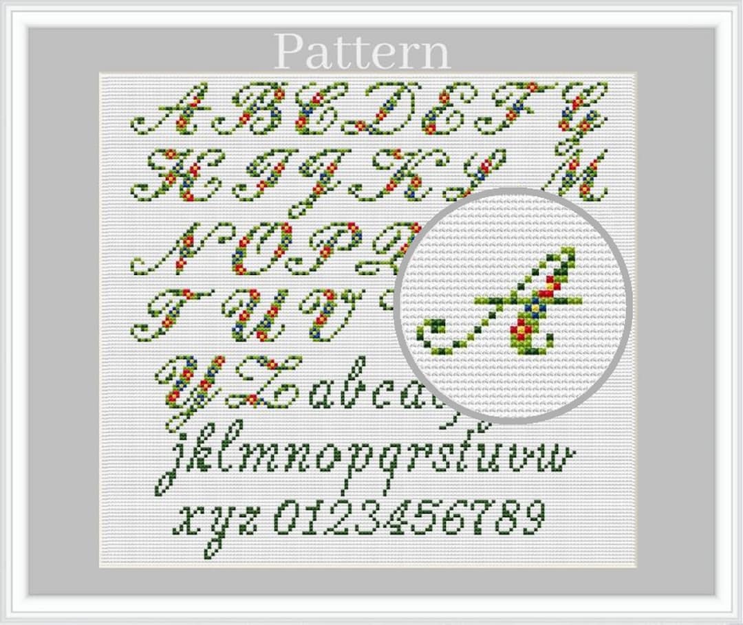 Monogram Fonts Cross Stitch Alphabet, Floral Alphabet, Cross Stitch ...