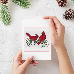 Cardinal Ornament Cross Stitch Pattern Personalized With Alphabet Chart ...