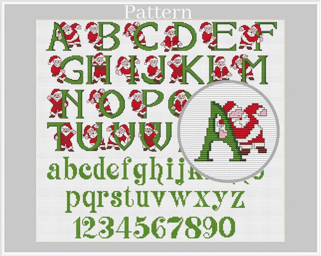 Christmas Alphabet Cross Stitch Pattern, Cross Stitch Fonts, Monogram ...