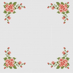 Rose Cross Stitch Border Pattern, Floral Corners Hand Embroidery ...