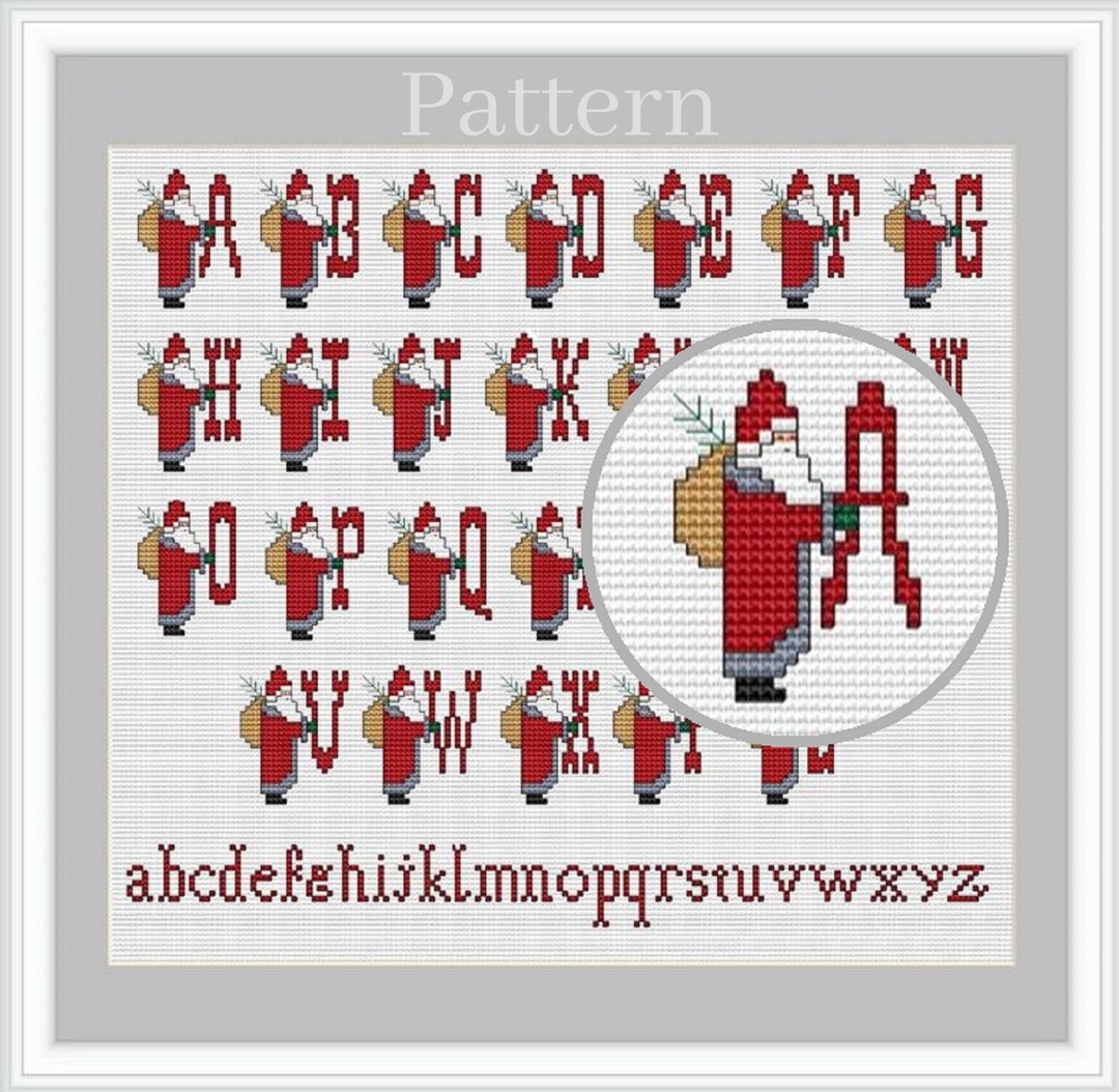 Santa Claus Alphabet Cross Stitch Pattern Christmas Alphabet - Etsy